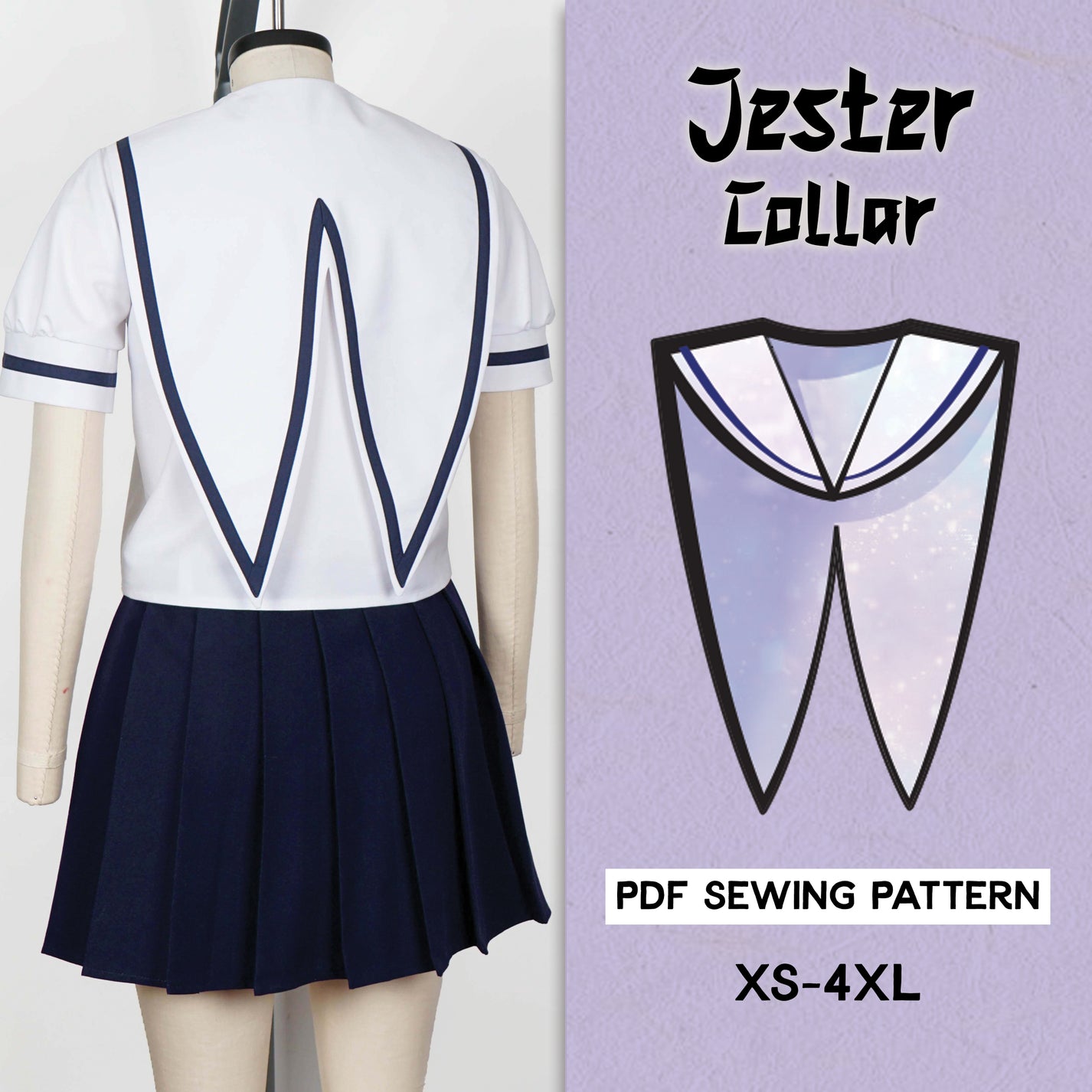 Seifuku Jester Collar Sewing Pattern/Downloadable PDF and Tutorial Boo – ndlwrkshop