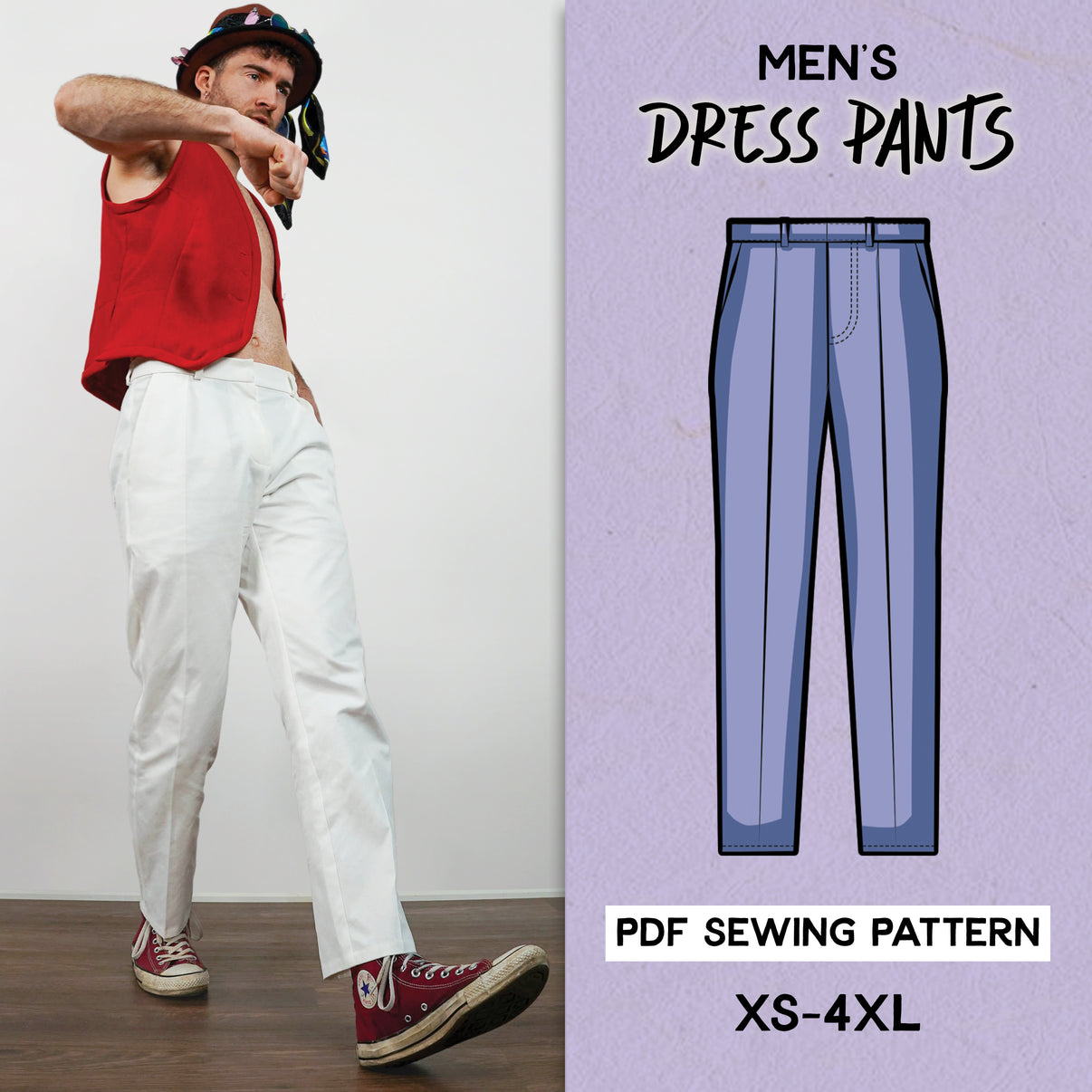 Men's Dress Pants Cosplay Fashion Costume Sewing Pattern/Downloadable
