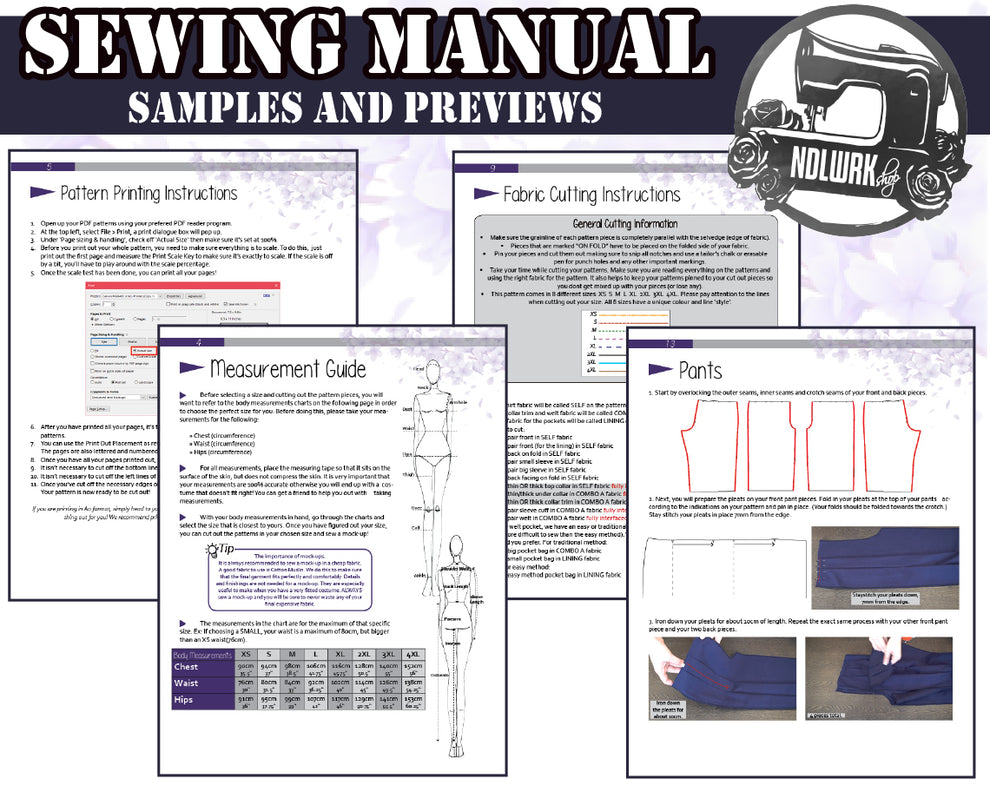 Cuffed Hakama Pants Sewing Pattern PDF and Tutorial Book And Vidéo