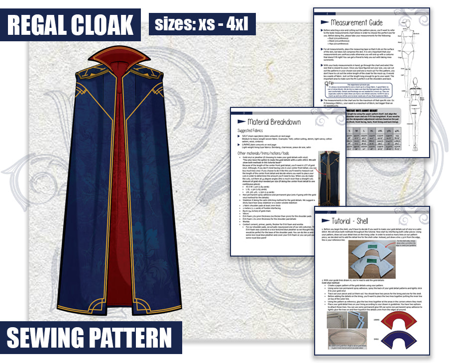 Regal Cloak Sewing Pattern/Downloadable PDF File and Tutorial Book ...