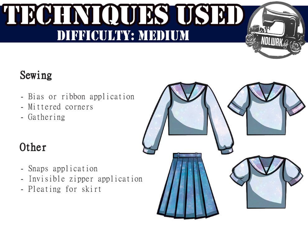 BUNDLE Seifuku Uniform Sewing Pattern/Downloadable PDF and Tutorial Bo ...