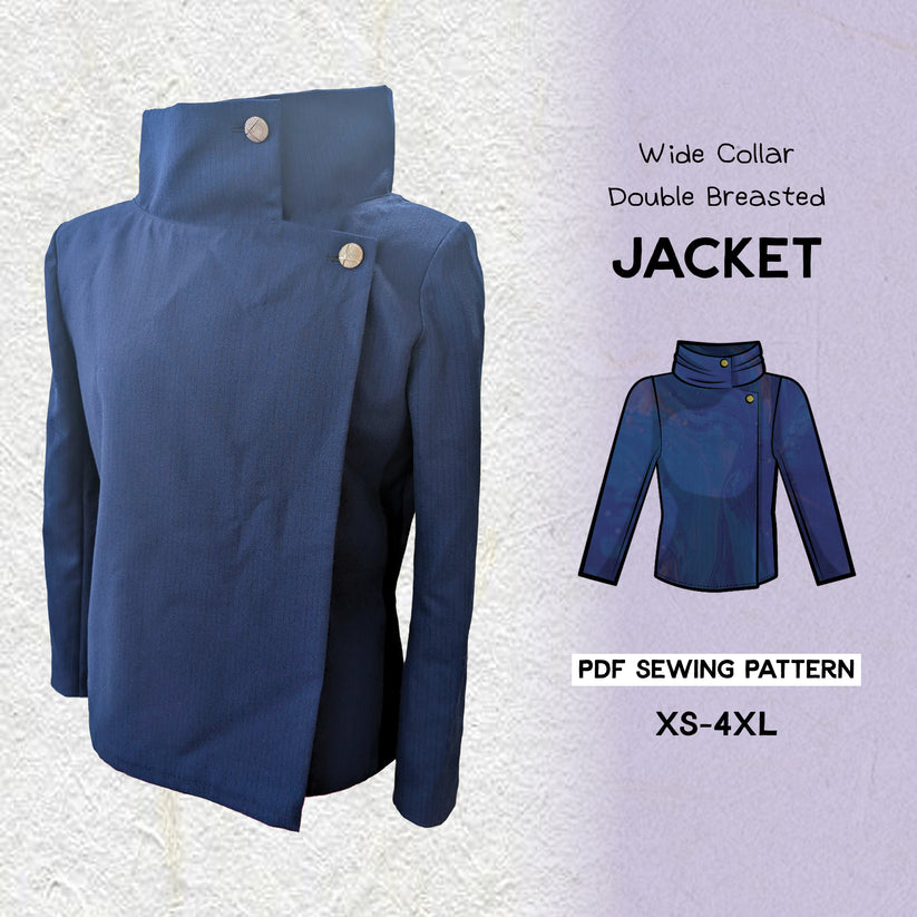Wide Collar Double Breasted Jacket Sewing Pattern | PDF & Tutorial