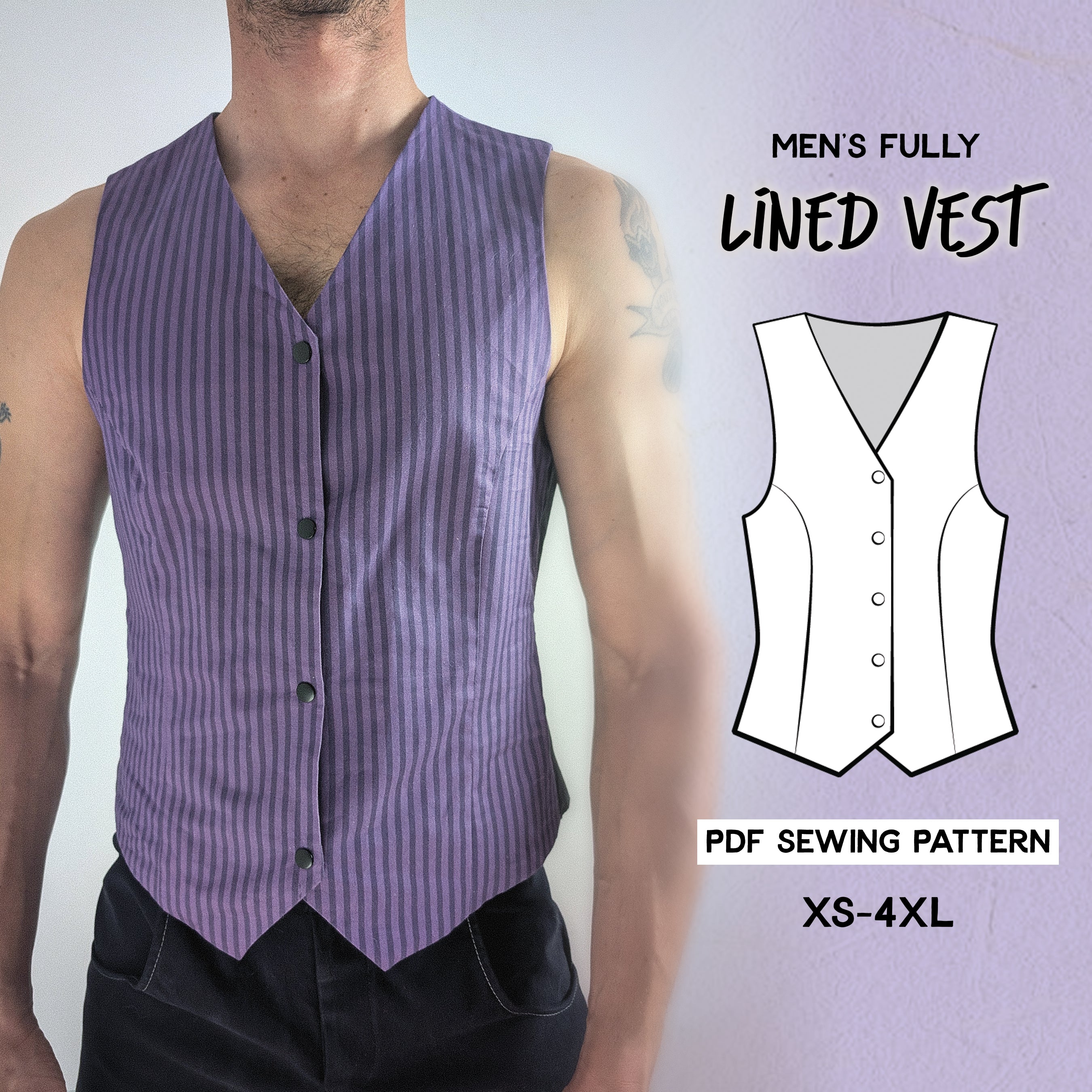 Easy Waistcoat Sewing Pattern PDF | Fully Lined Vest Pattern + Tutoria