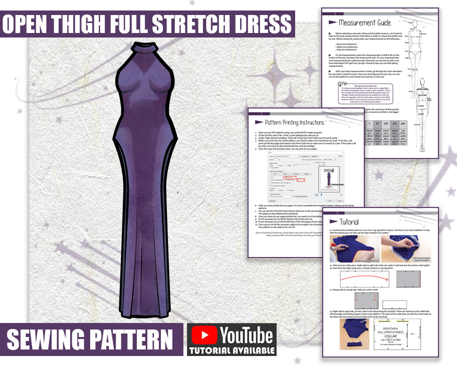 Open Thigh Full Stretch Dress Sewing Pattern/Downloadable PDF and Tuto ...