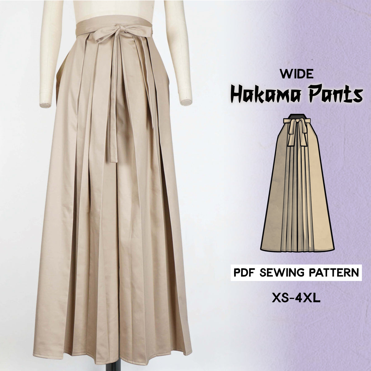 Wide Hakama Pants Sewing Pattern / PDF and Tutorial Book